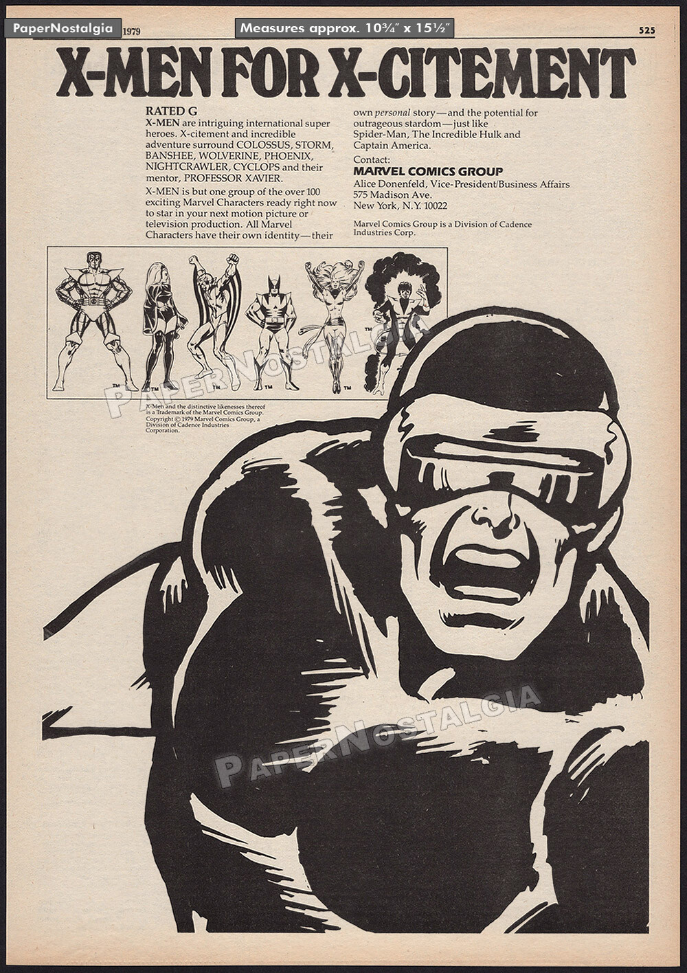 The X-MEN / Marvel Comics - Original 1979 Trade AD/ poster_ Cyclops ...