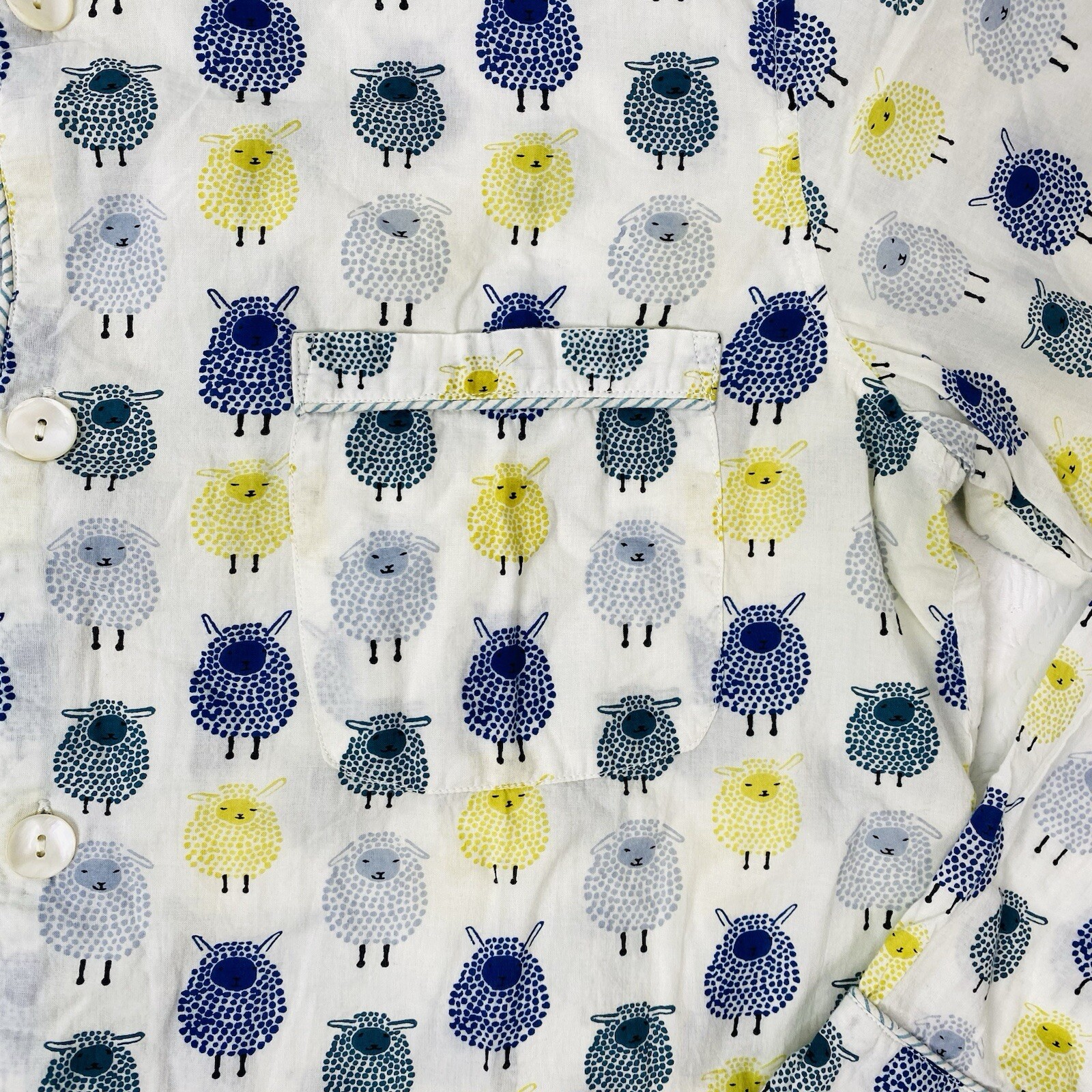 Roller Rabbit Men's sz S Blue Wooly Sheep Pajamas Set Long Sleeve Top ...