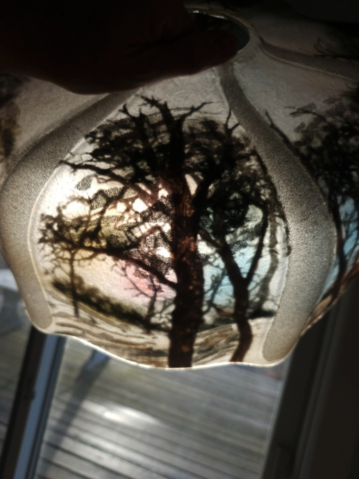 HUGE Pittsburgh Reverse Painted Winter Scene Lamp - Handel Pairpoint ...