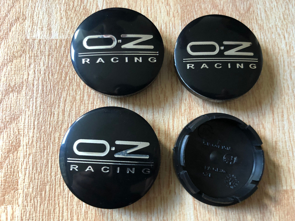 4X OZ Racing Wheel Centre Cap Hub Center Caps 56mm 5.6cm Black / Silver ...