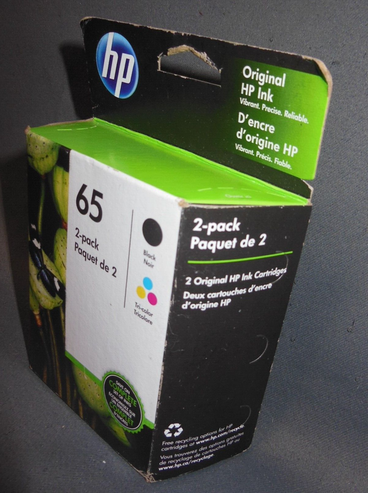 HP 65 Black/Tri-color Original Ink Cartridges - Exp. August 2023 ...