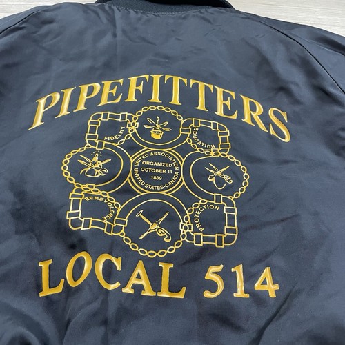 Vintage Pipefitters Satin Bomber Jacket Local 514 597 Chicago Holloway ...