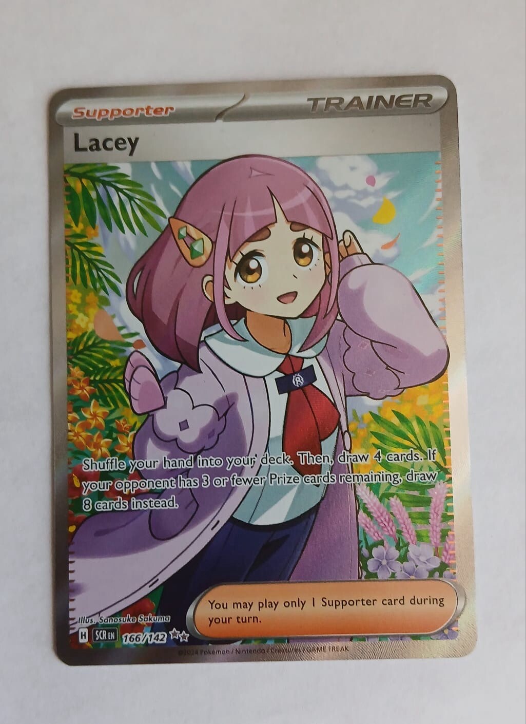 POKEMON LACEY 166/142 STELLAR CROWN -FULL ART Trainer -ULTRA RARE- HOLO ...
