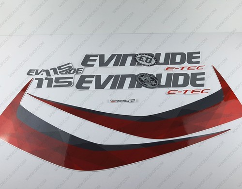 Evinrude 115 hp ETEC V4 2015 outboard engine decals sticker set White ...