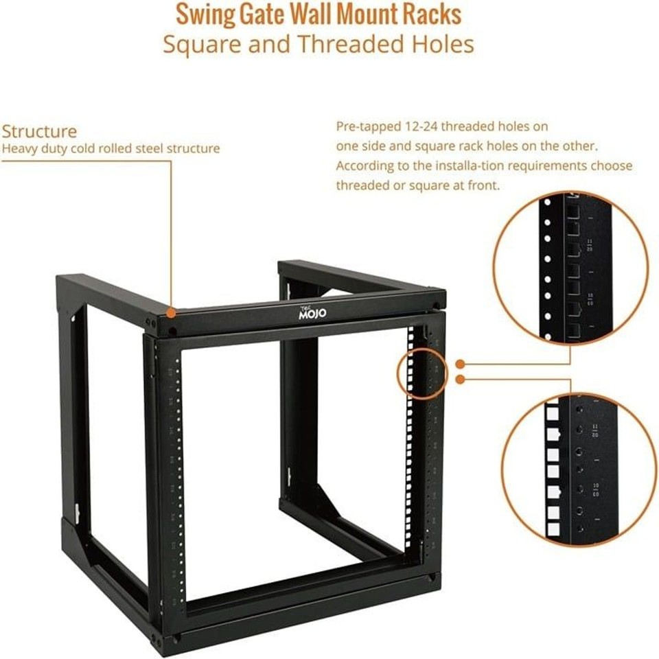 9U Rack Wall Mount with Swing Gate Rack for 19in Computer Data Media ...