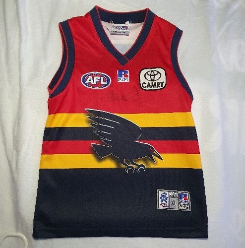 Adelaide Crows AFL Gurnsey Kids XL- Signed Andrew Mcleod, Mark Ricciuto ...