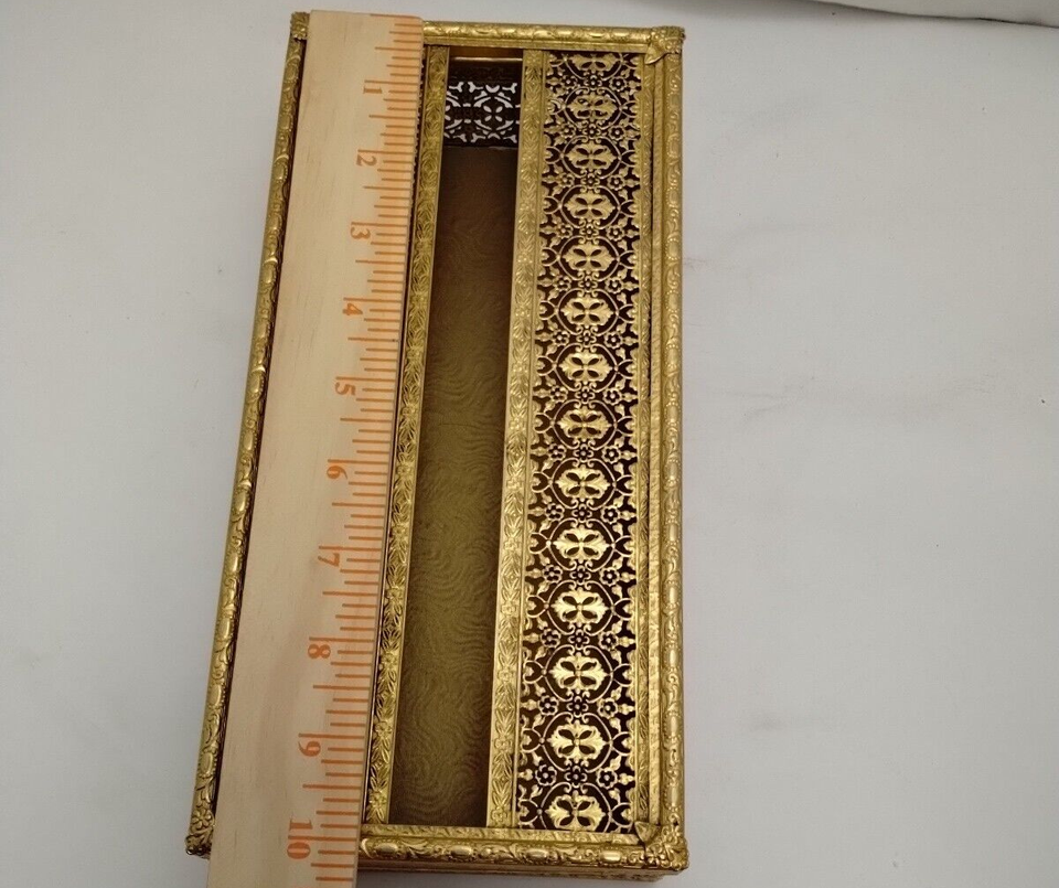 Vintage Rose Flower Brass Filigree Hinged Tissue Box Cover Holder | eBay