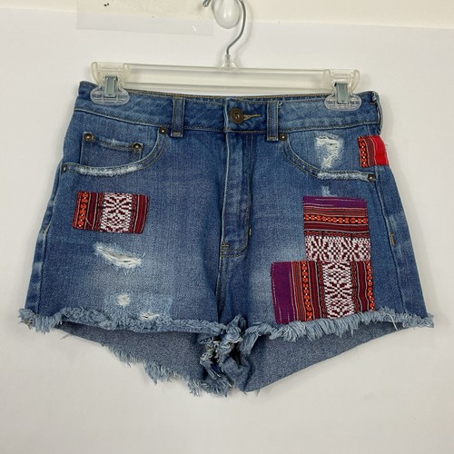 Bullhead Patches Distressed Cutoff Mom Jean Shorts Womens Size 3 | eBay