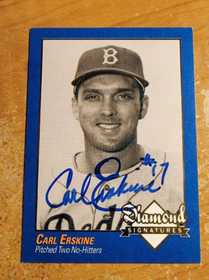 CARL ERSKINE Hand Signed 2009 Diamond Signatures Brooklyn Dodgers ...