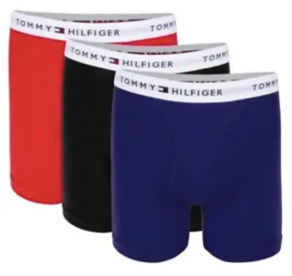 3 Pack Tommy Hilfiger Cotton Classic Boxer Briefs Red Black Blue Large