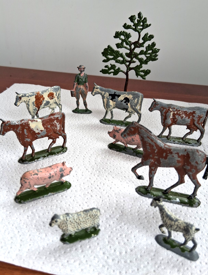 Group of Old Lead Farm Animals, Figures and Fences | eBay UK