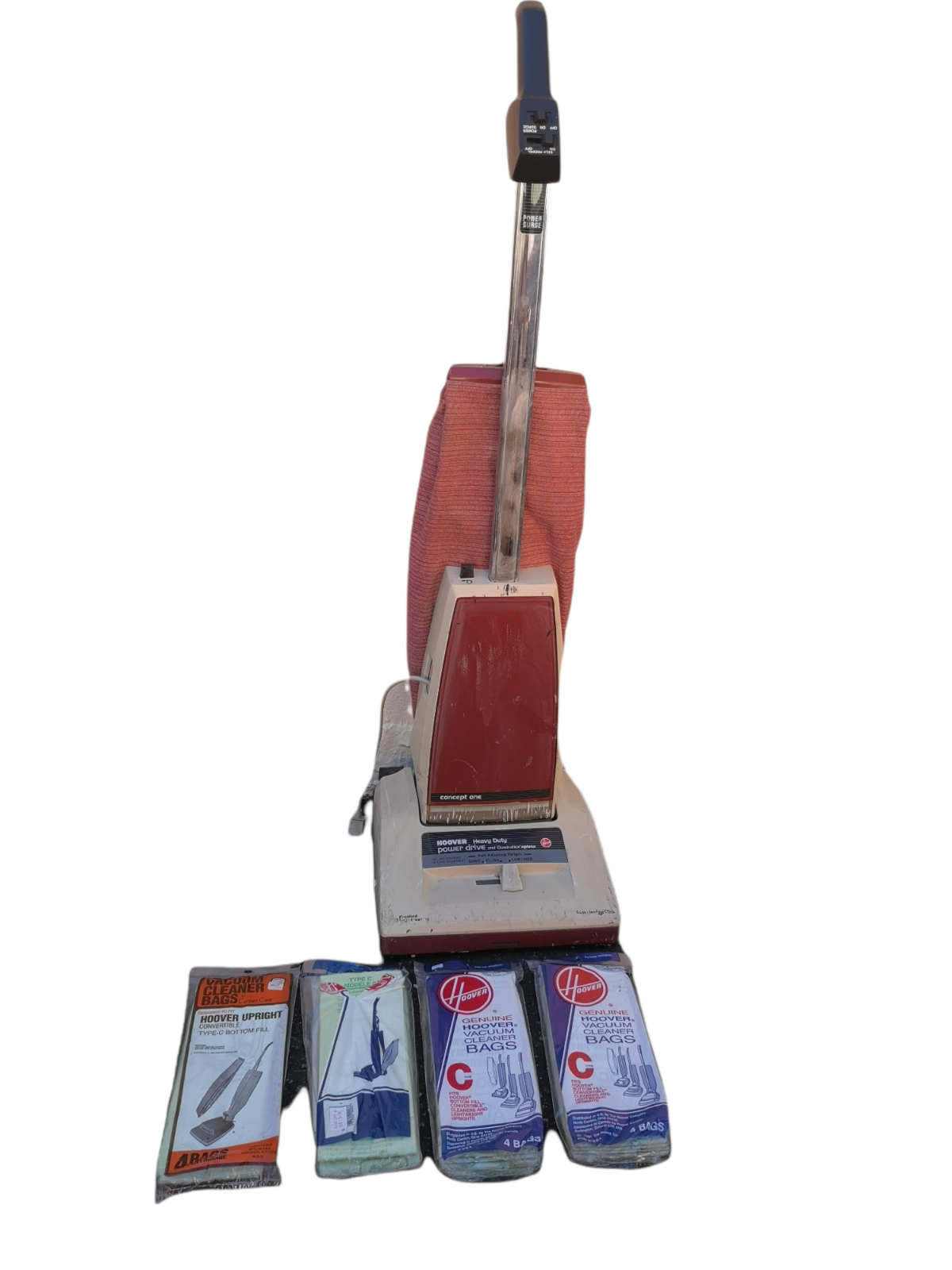 Vintage Red Hoover Concept One Vacuum Cleaner Power Drive and Bags ...