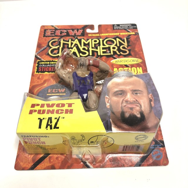 2000 ECW OSFT Taz Wrestling Figure MIP Champion Clashers Tazz TNA ...