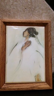 free gift wrap TILE ART OAK WOOD FRAME KIMBERLY ENTERPRISES INC. Gorman ...