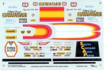 Slixx 1063 Hawaiian Monza F/C Ron Colson 1/25 Drag decal | eBay