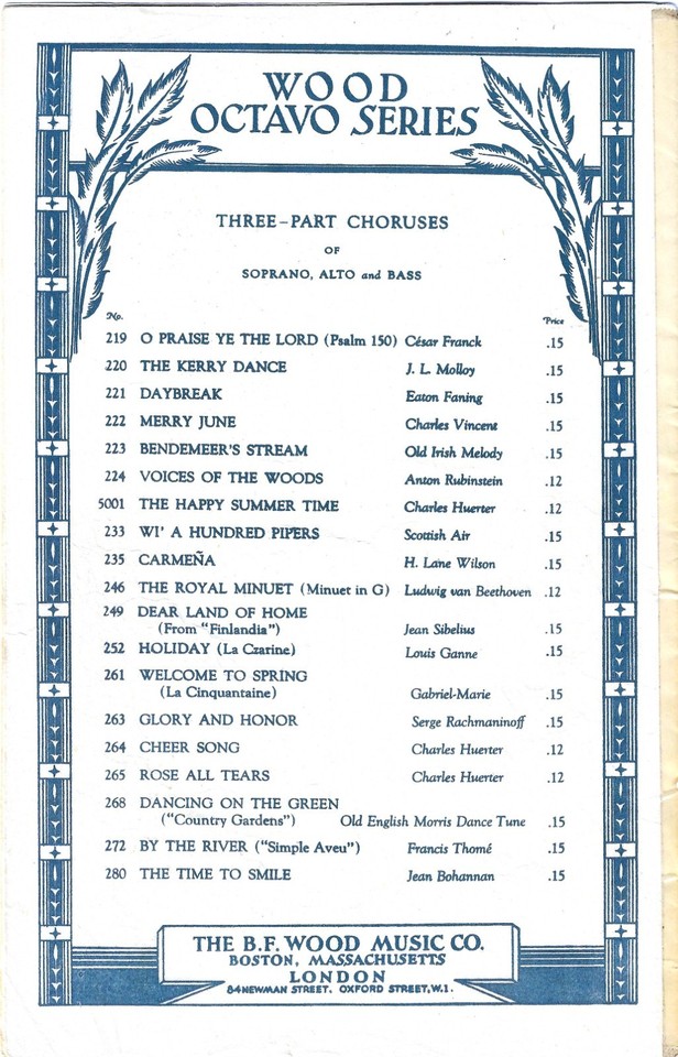 Hark The Vesper Hymn Is Stealing SAB Choral Thomas Moore C.F. Manney B ...