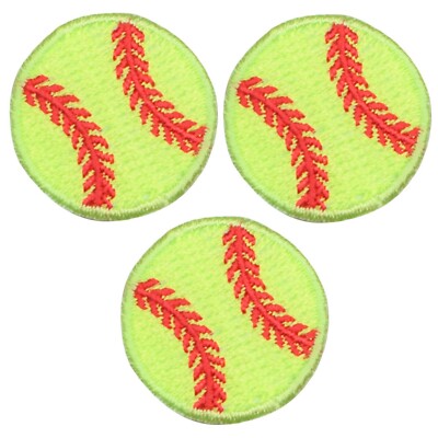 3-Pack Softball Applique Patch - Mini Neon Sports Ball Embroidered ...