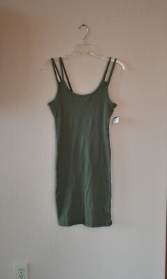 Ambiance Junior's Green Ribbed Stretch Spaghetti Strap Tank Dress Size ...