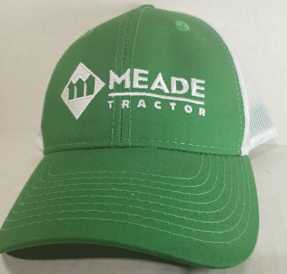 Meade Tractor Trucker Mesh Style Baseball Cap Hat Green And White ...