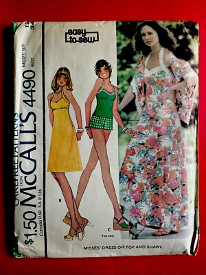 Rare UNCUT 70’s McCall’s 4490 Misses Dress Top & Shawl Sewing Pattern ...