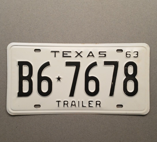 🐾 1963 TEXAS "TRAILER" LICENSE PLATE (B6-7678) UNUSED NOS | eBay