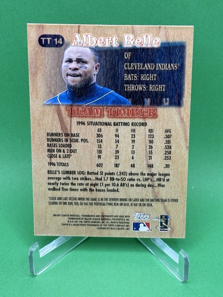 1997 Topps Team Timber #TT14 Albert Belle Cleveland Indians Made of ...