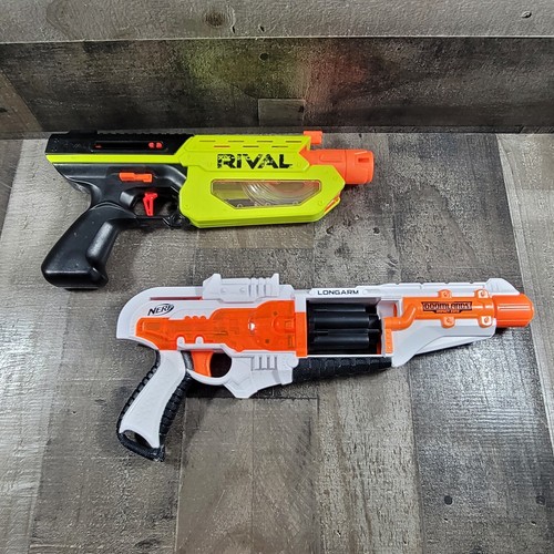 NERF Doomlands LongArm Dart Gun Blaster & Nerf Rival XIX 500 Blaster ...