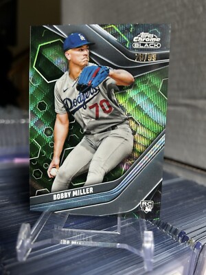 2023 Topps Chrome Black Bobby Miller Rookie RC Green Refractor /99 #43 ...