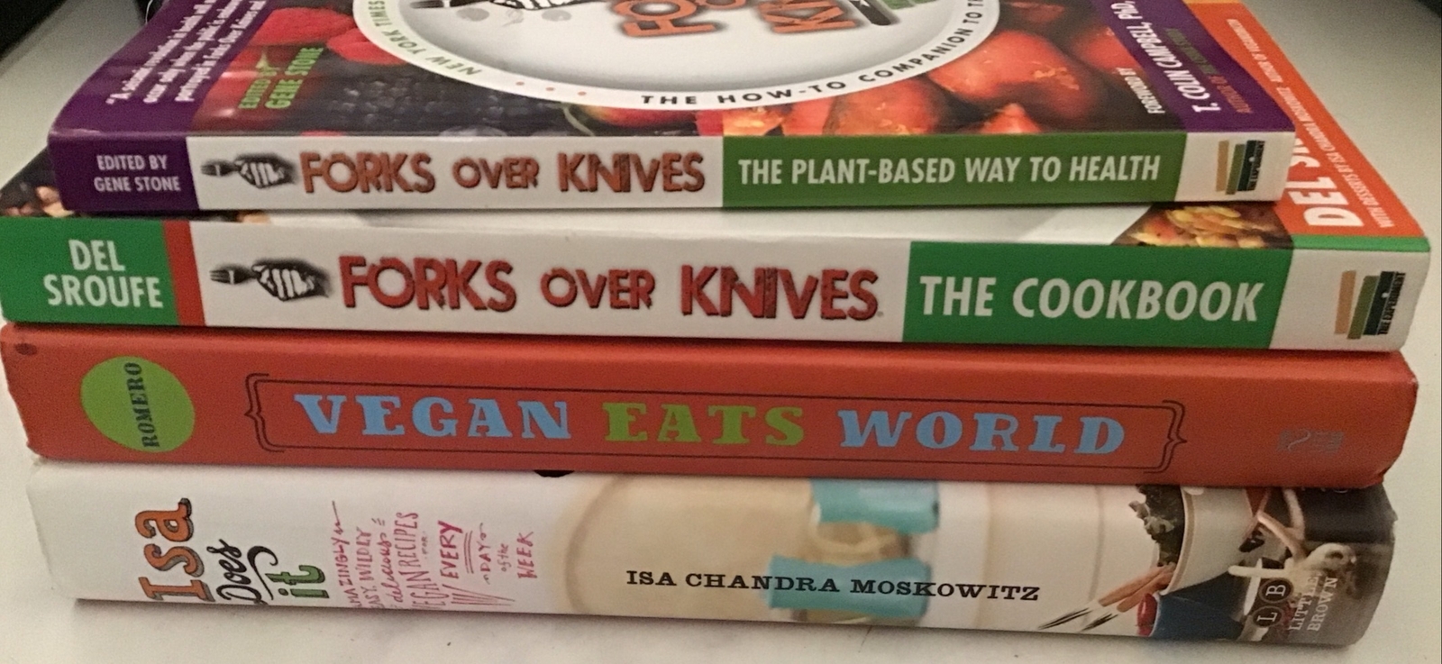 Lot 4 Forks Over Knives The Cookbook, Plan, Vegan Eats World, Isa Does ...