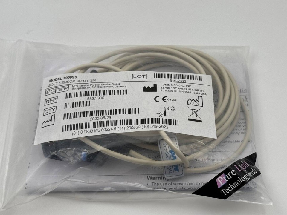 Nonin 8000SS Reusable Pulse Oximetry Soft Sensors Small, 3m, 6837-300 ...