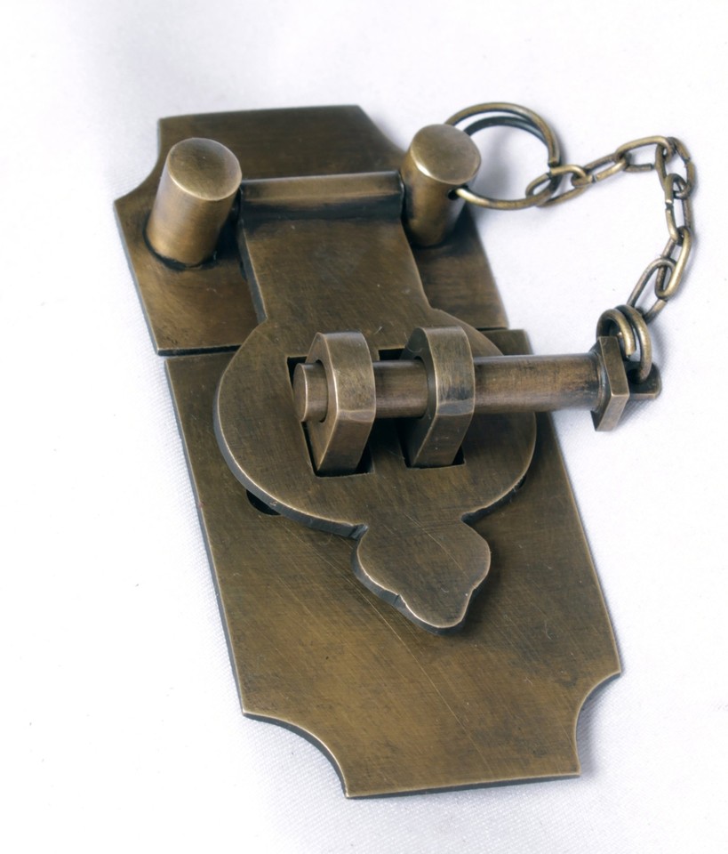 4 Inch Large Antique Style Trunk Hasp With Chain Pin By Nesha | eBay