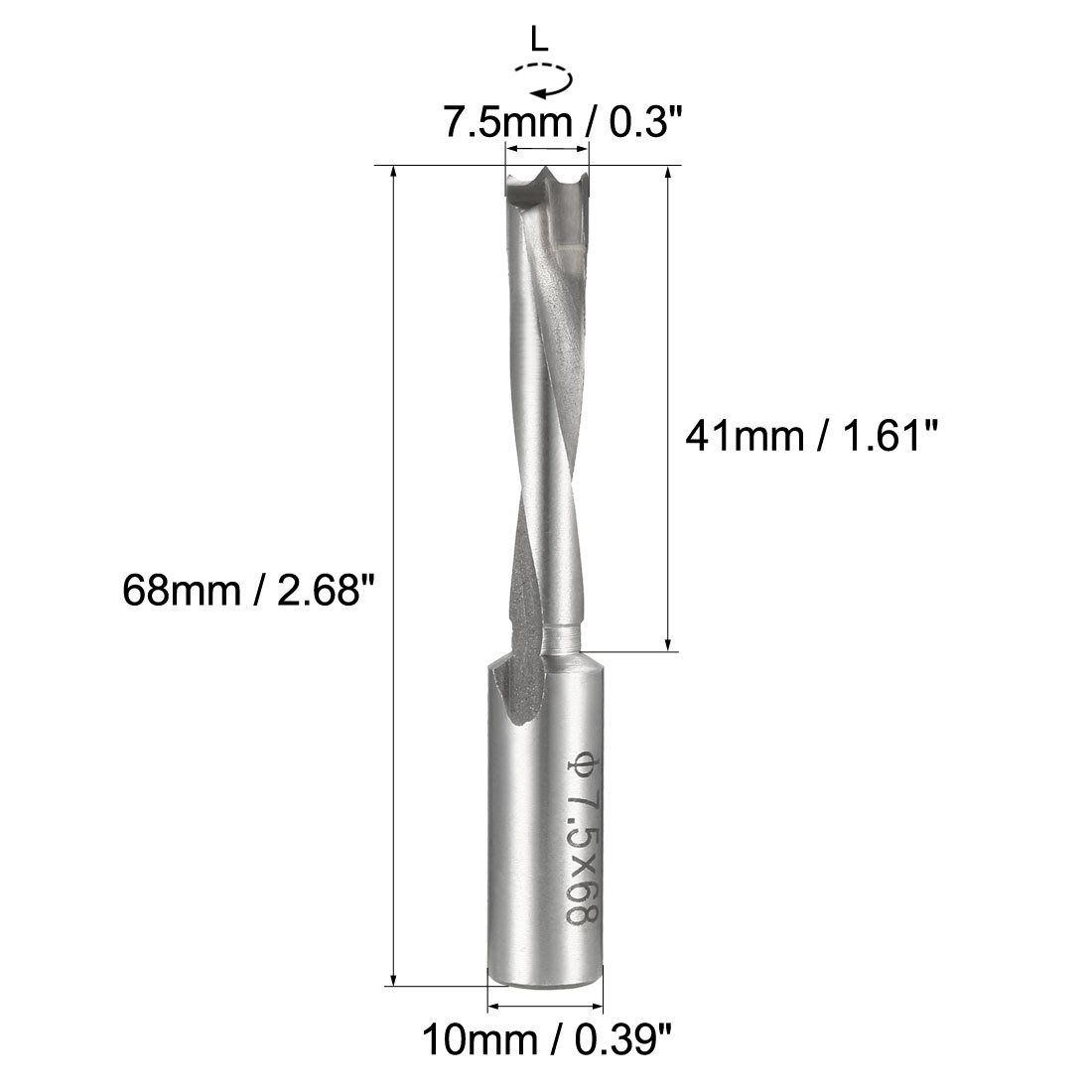 Brad Point Drill Bits for Wood 7.5mm x 68mm Left Turning Carbide ...