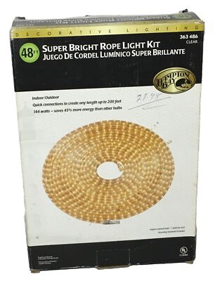 Hampton Bay 48 FT Super Bright Rope Light Kit 363486 CLEAR | eBay