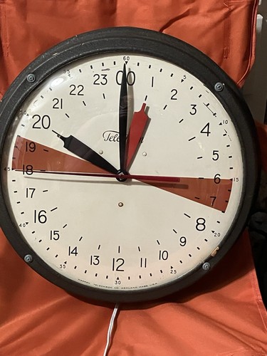 1940s *RARE *TELECHRON/ GE “ RADIO ROOM” 24 Hour 4 Hand Wall Clock ...