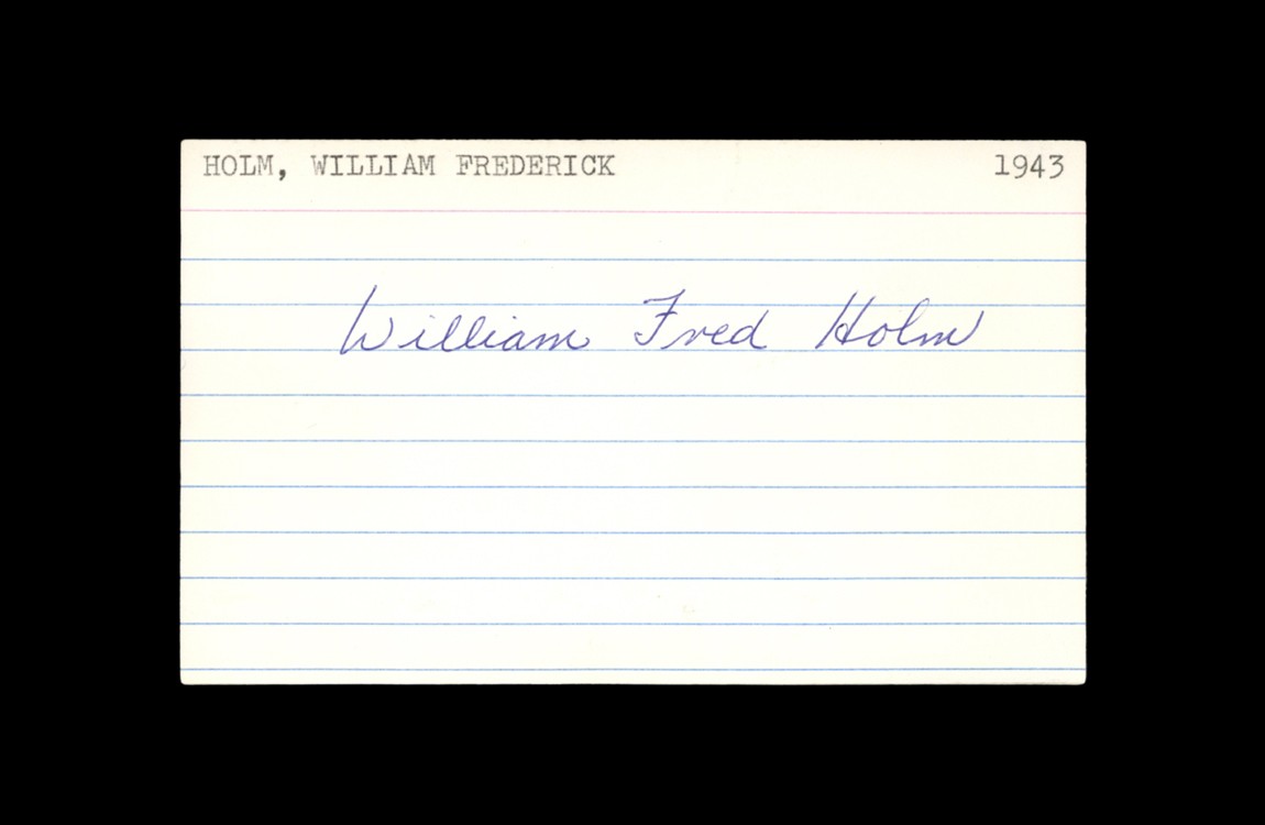 Billy Holm 1943-1945 Cubs Red Sox Catcher SIGNED Index Card (d. 1977 ...