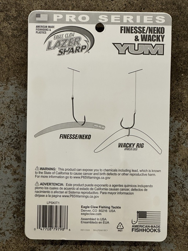 Eagle Claw Lazer Sharp YUM Finesse/Neko & Wacky Pro Series Bass Fishing ...