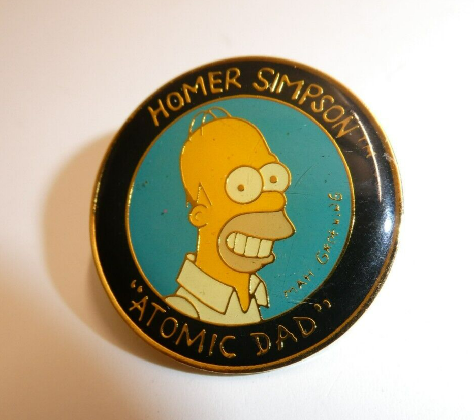 VTG 1990 The Simpsons Homer Simpson "Atomic Dad" Enamel Pin Badge 1 1/8 ...