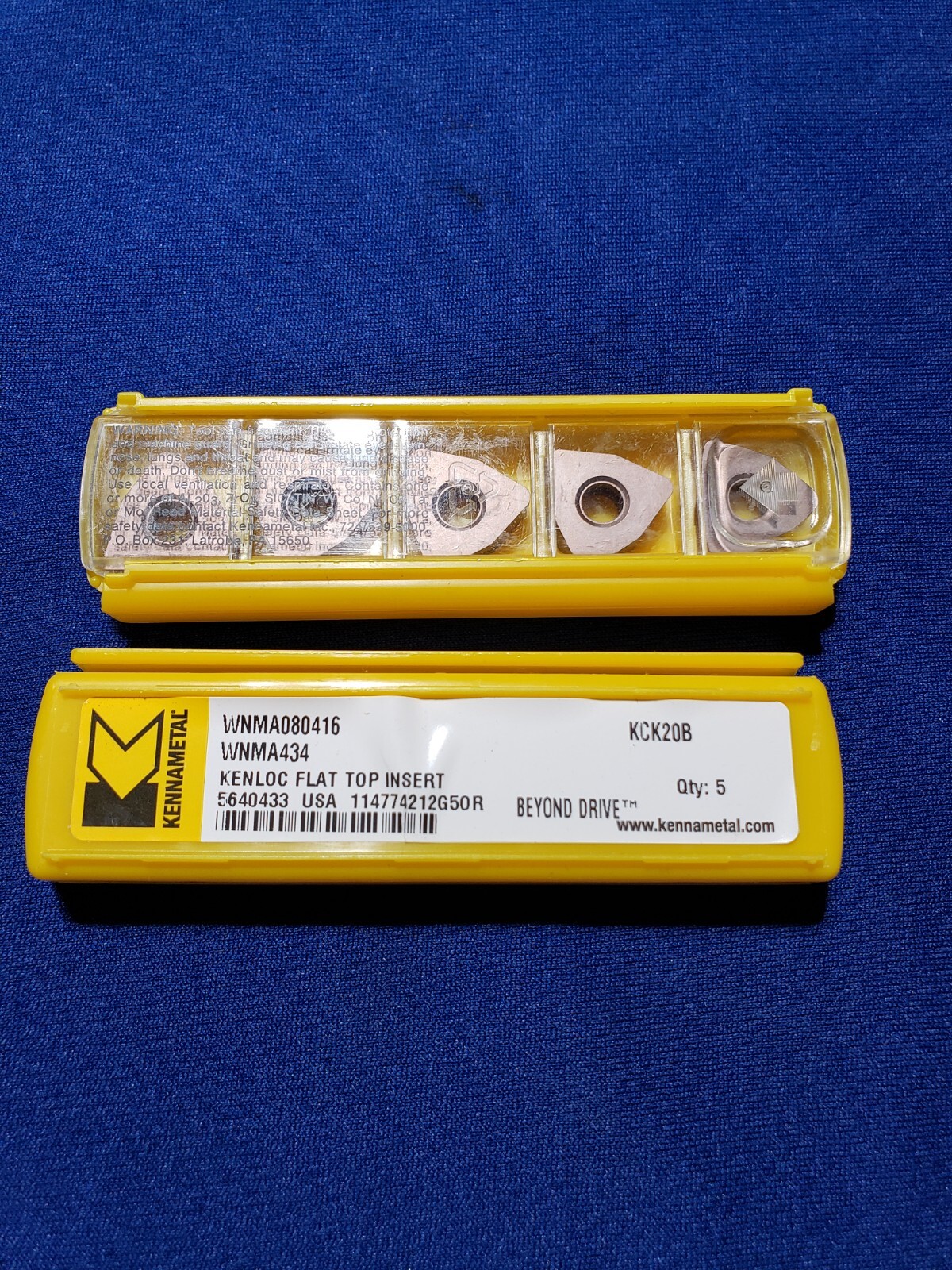 Kennametal WNMA080416/WNMA434 Grade KCK20B (5Pc) Kenloc Flat Top Insert ...