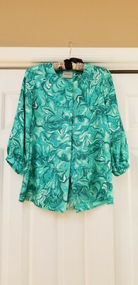 Sz 2 Peter Som Green Marble Print Silk Shirt Preloved | eBay
