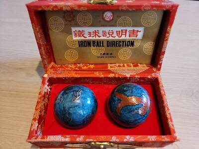 Shou Xing Iron Ball Direction Meditation Balls Painted Dragons w/Case ...