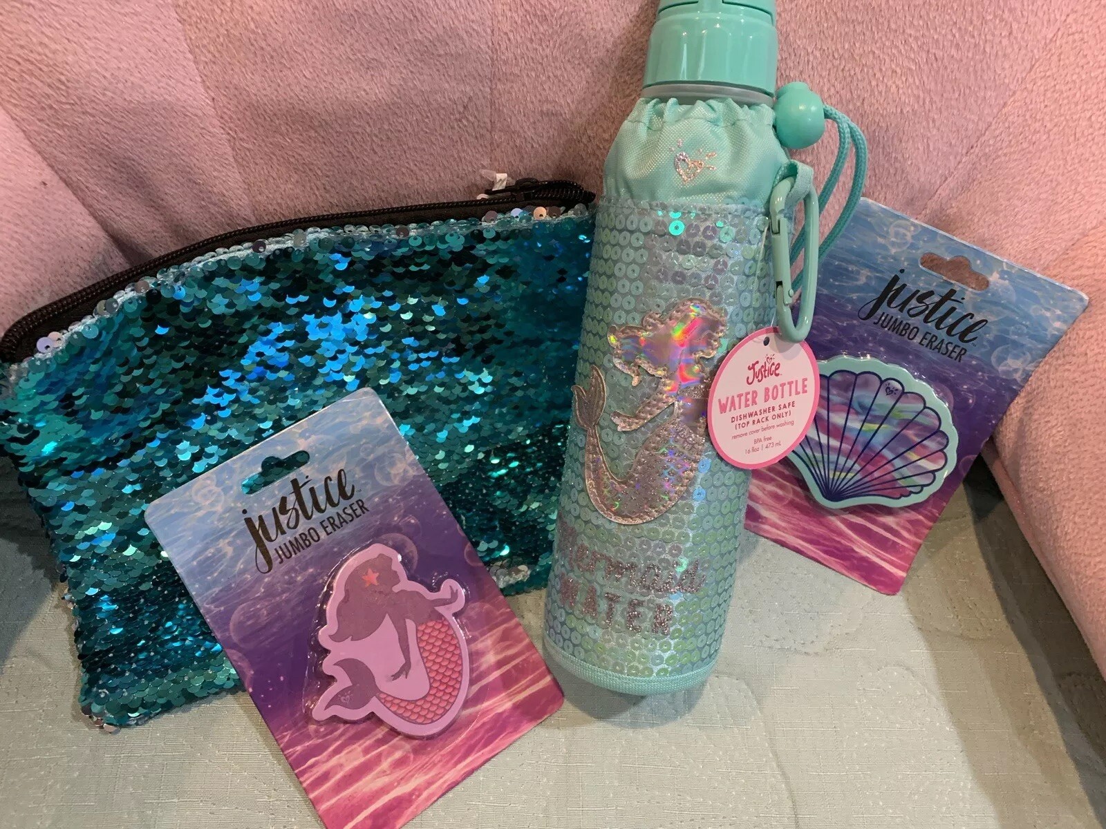 JUSTICE MERMAID WATER SHIMMER SEQUINS WATERBOTTLE/FLIP SEQUINS ...