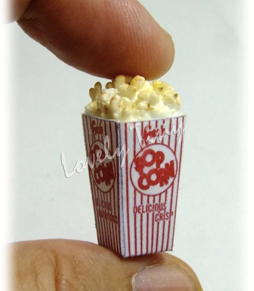 Barbi Dollhouse Miniature Food Mini Popcorn Buckets Boxes Bags Tiny Lot ...