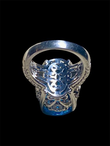 Vault Ostro Blue White Topaz 925 Sterling Silver Oval Cocktail Ring 11 ...