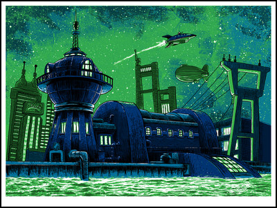 Futurama Planet Express by Tim Doyle SIGNED Screen Print Poster Art ...