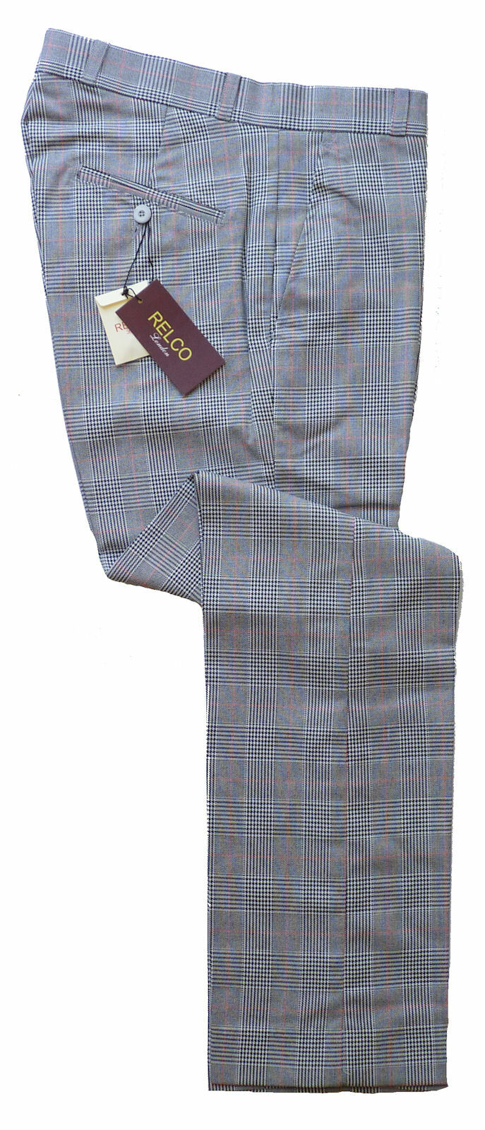 Relco Prince of Wales Check Sta Press Trousers Mod Skin Retro Stay ...