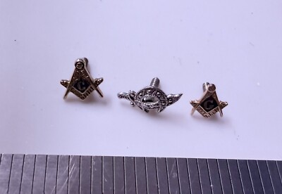 Amazingly Unique Vintage 14K Gold Free Mason Pins.. Tie Tacks.. White ...
