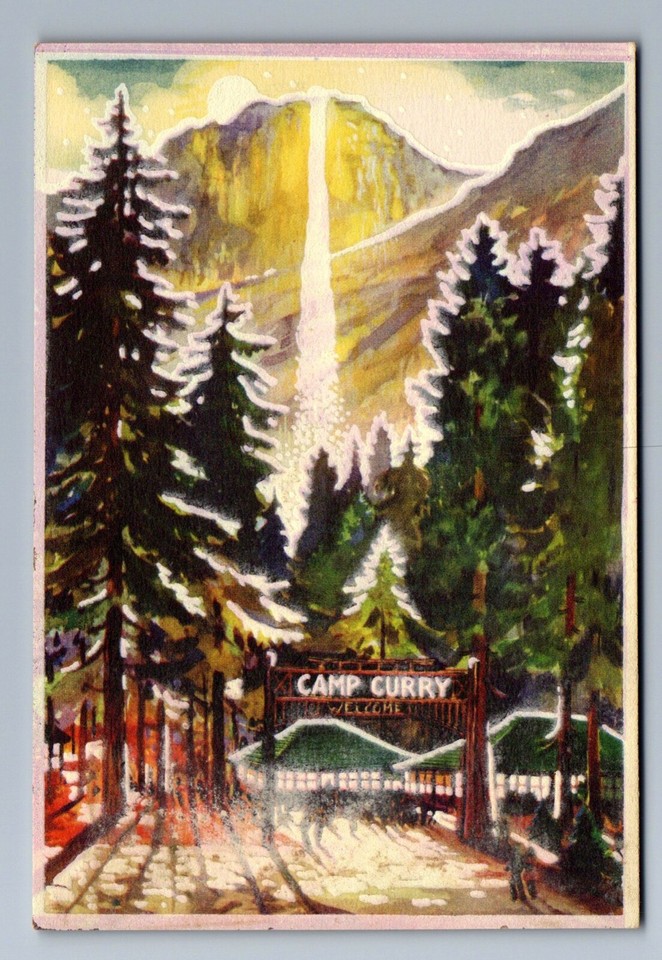 1950's GLOW IN THE DARK, NOVELTY, CAMP CURRY, FIRE FALL YOSEMITE, CA ...