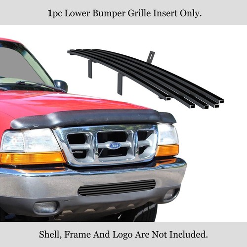 For 98-00 Ford Ranger Bumper Black Stainless Steel Billet Grille Insert ...