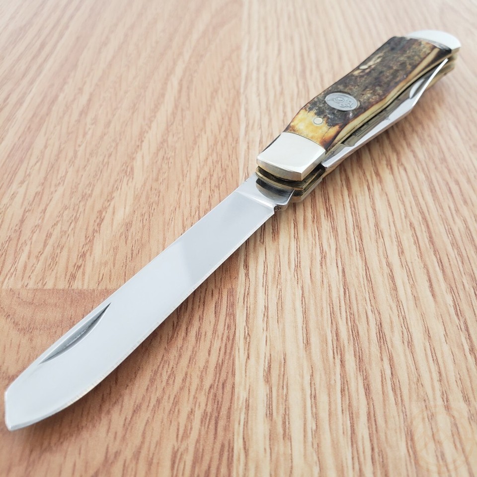 Queen Trapper Pocket Knife 1095HC Carbon Steel Clip And Spey Blades ...