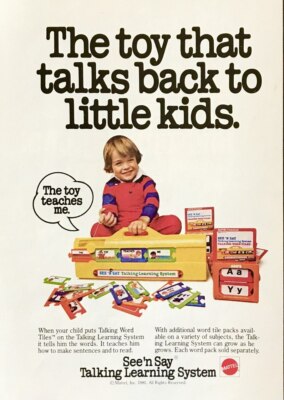 1981 PRINT AD Mattel See 'n Say Talking Learning System Toy Talks Back ...